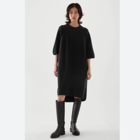 COS | Dresses | Nwt Cos Oversized Fit Wool Tshirt Dress In Black | Poshmark